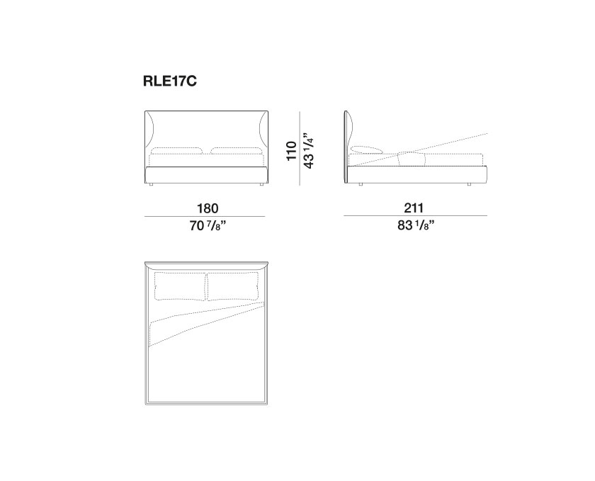 Modern upholstered double bed - Ribbon - Molteni&C