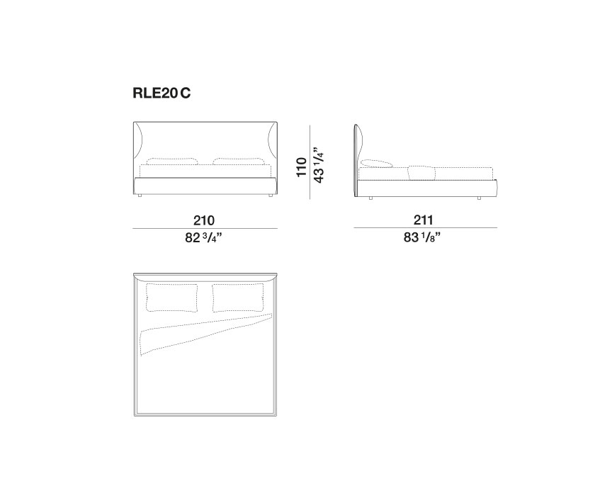 Modern upholstered double bed - Ribbon - Molteni&C
