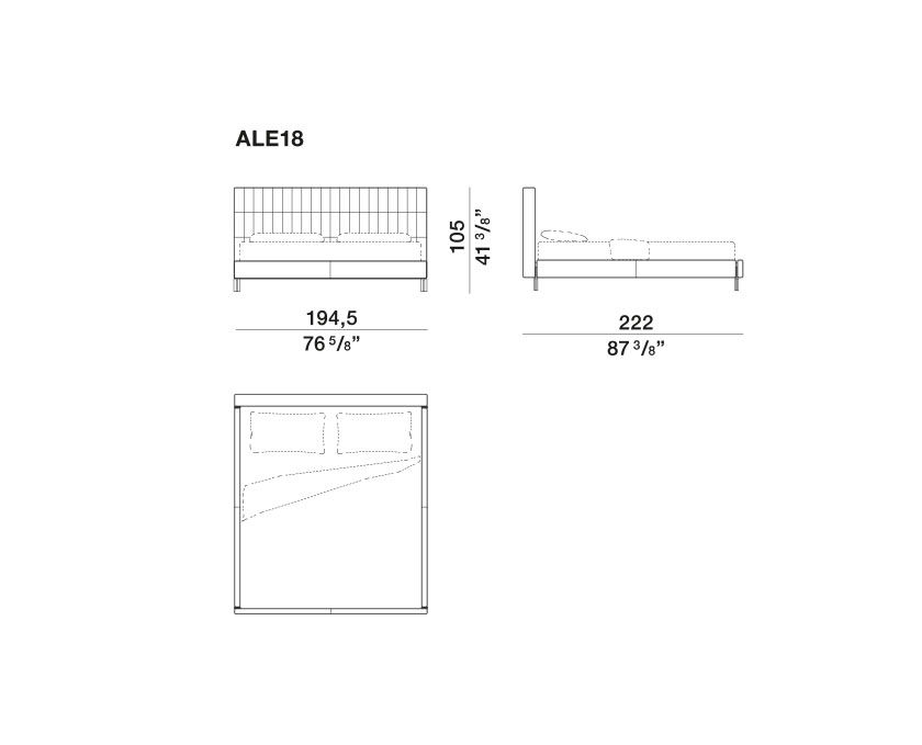 Modern bed with upholstered head - Anton - Molteni&C