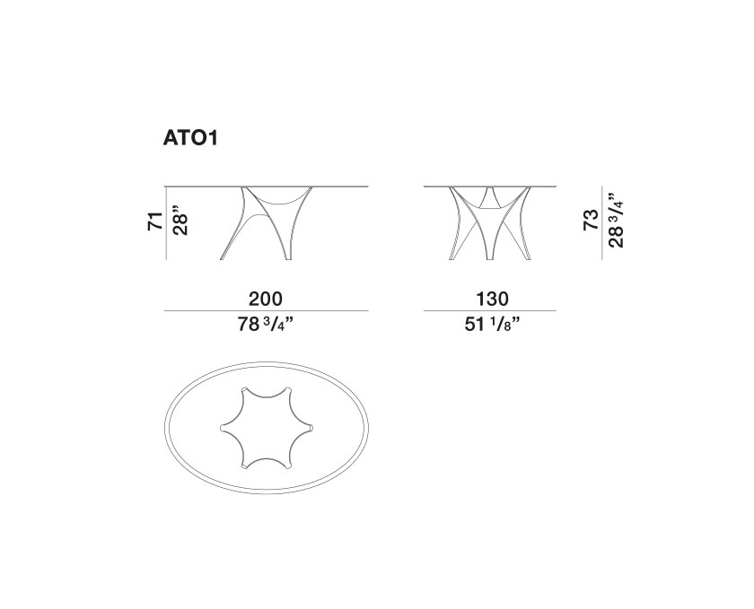 Italian design oval dining table - Arc - Molteni&C