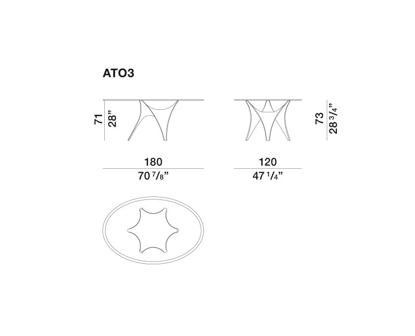 Italian design oval dining table - Arc - Molteni&C