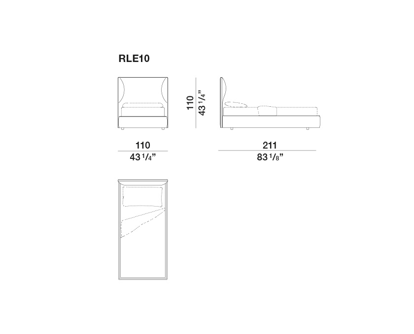 Cama doble tapizada moderna - Ribbon - Molteni&C