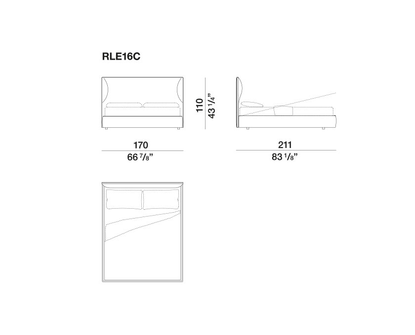 Cama doble tapizada moderna - Ribbon - Molteni&C