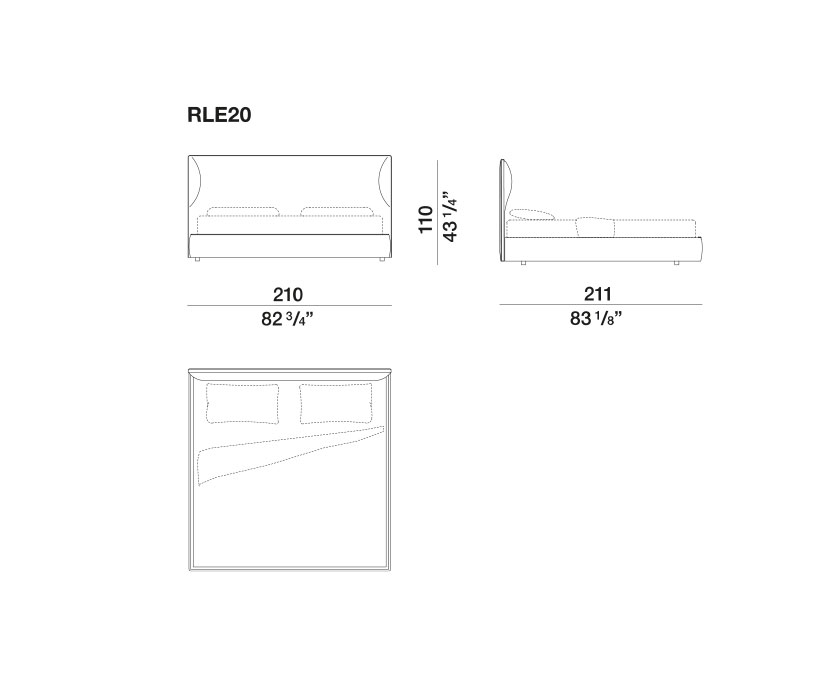Cama doble tapizada moderna - Ribbon - Molteni&C